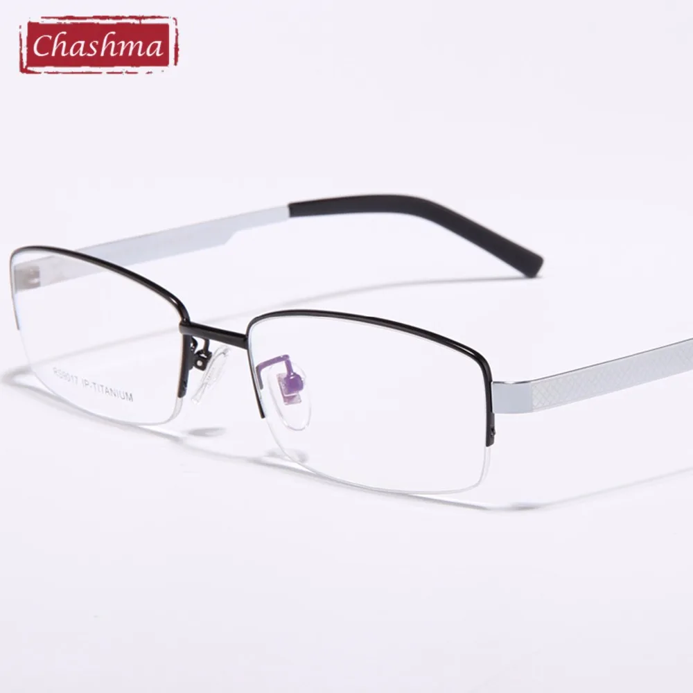 Buy Chashma Titanium Glass Wide Frames Males Glasses Half Frame Men Eyewear