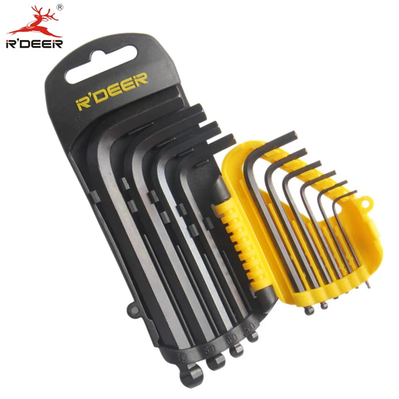 Rdeer 10pcs Hexagon Allen Key Wrench Set Metric Spanner Chrome Vanadium ...