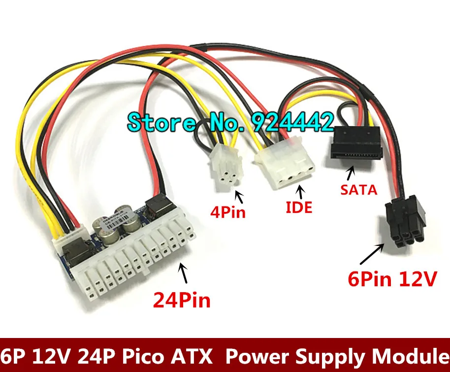 Pci-e 6pin 6p 6pin Dc 12v 250w 24pin Pico Atx Switch Psu Car Auto Mini ...