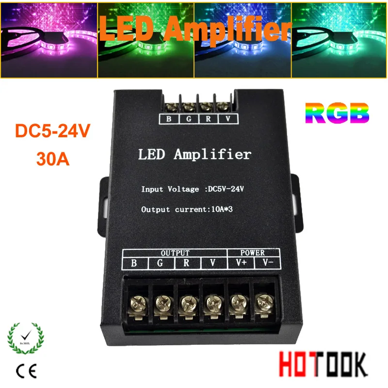 30A DC5V 24V LED Amplifier RGB 7 Colors Signal Amplifier for RGB LED ...