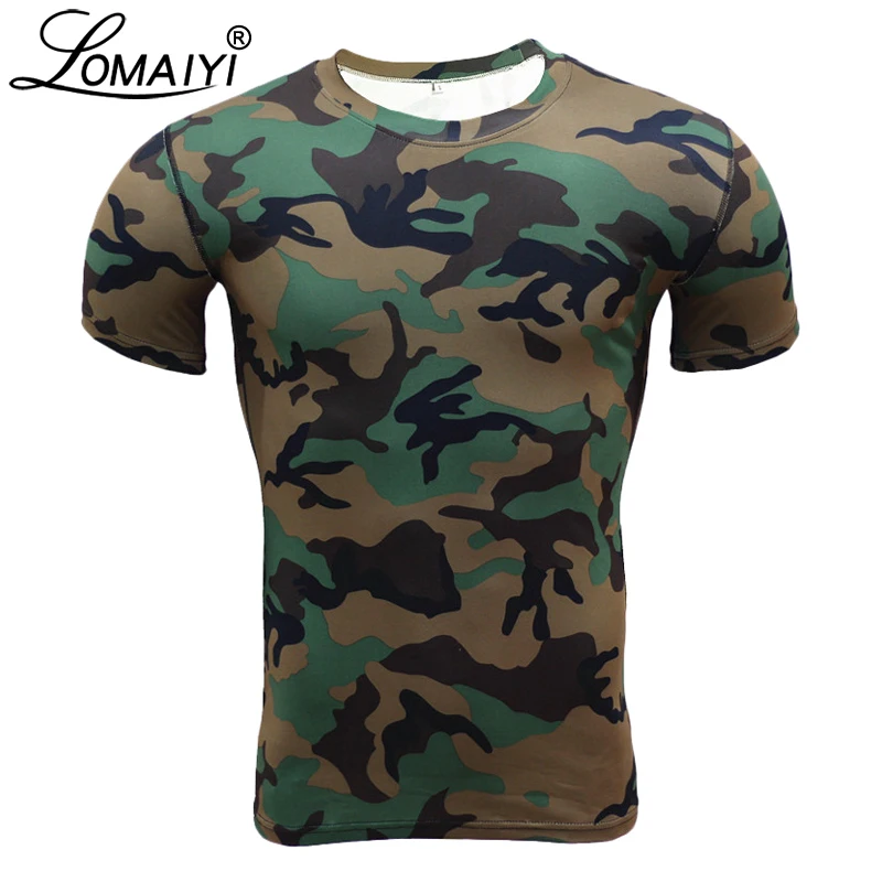 LOMAIYI Mens Quick Dry Camouflage Tight T Shirt Men Compression Fitness ...