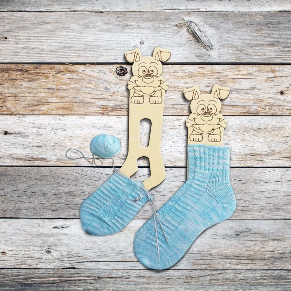 Lovely Dog Pattern Hollow Natural Wooden Socks Form Rustic Wood Crafts ...
