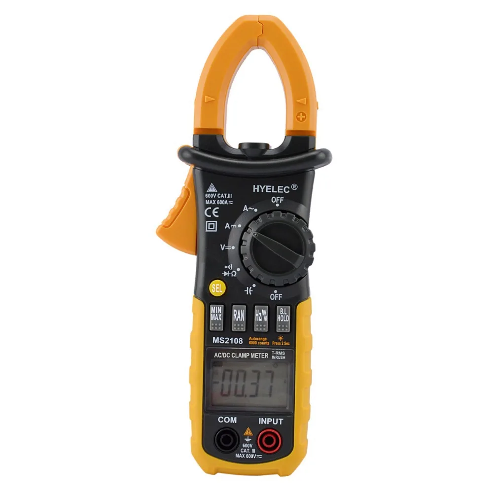 MS2108 HYELEC Digital Clamp Meter w/ Backlight Earth Ground Unit ...