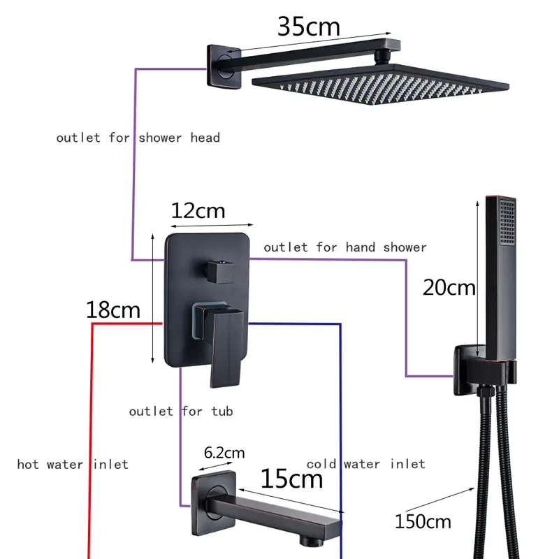 ORB Concealed Shower System Set Hot Cold Mixer Tap Bathroom Faucet ...