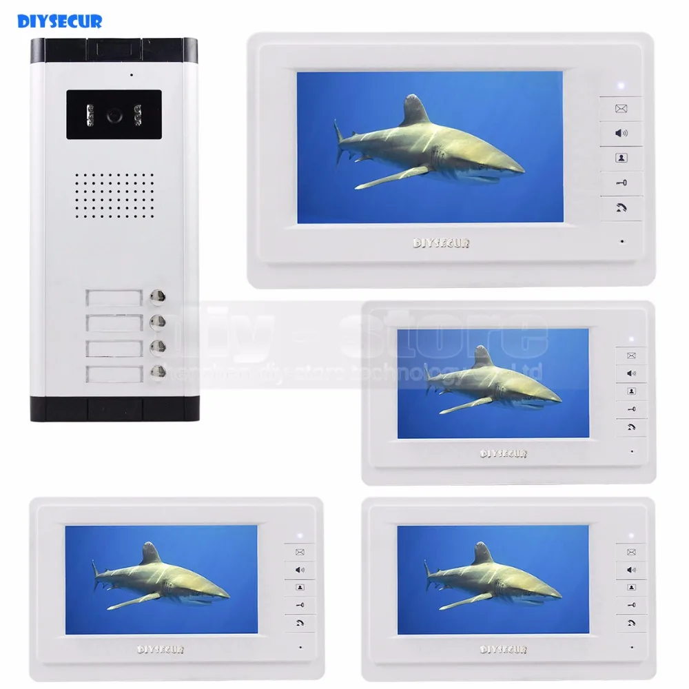 DIYSECUR 7" Wired Apartment Video Door Phone Audio Visual Intercom ...