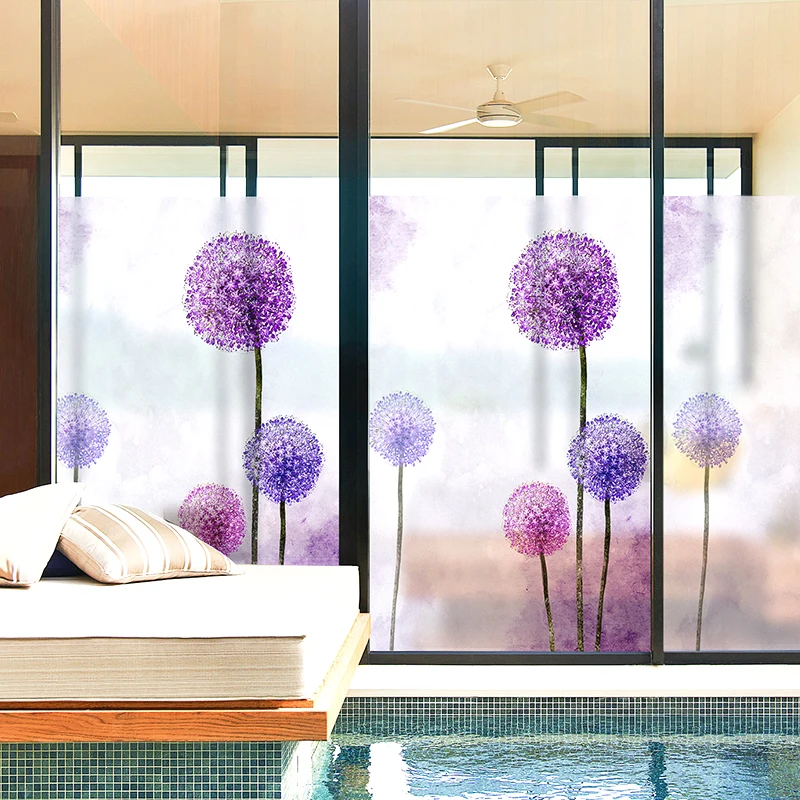 60x88cm pvc Dandelion flower pattern window stickers opaque bathroom ...