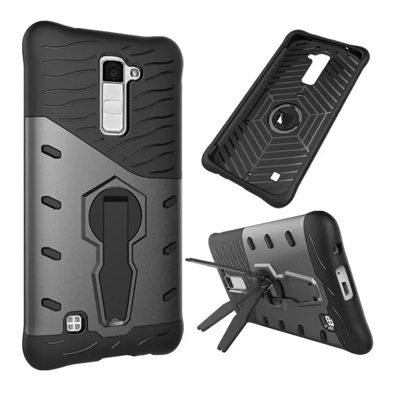 Luxury Hybrid case For LG K10 With stand Hard Armor Silicon+PC ...