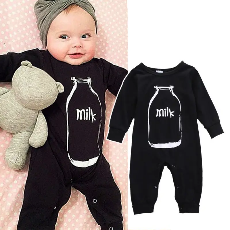 Cotton Newborn Baby Girl Boys Winter Clothes Long Sleeve Milk Romper ...