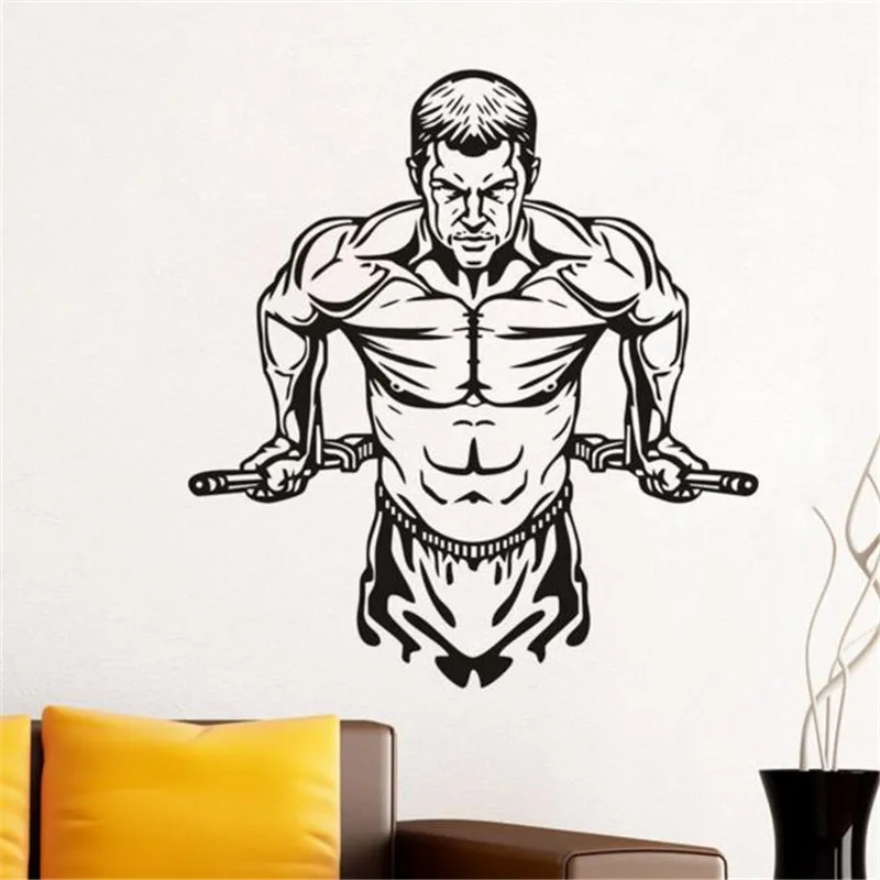 Workout Gym Fitness Wall Sticker Art Muscle Men Removable Gymnasium ...