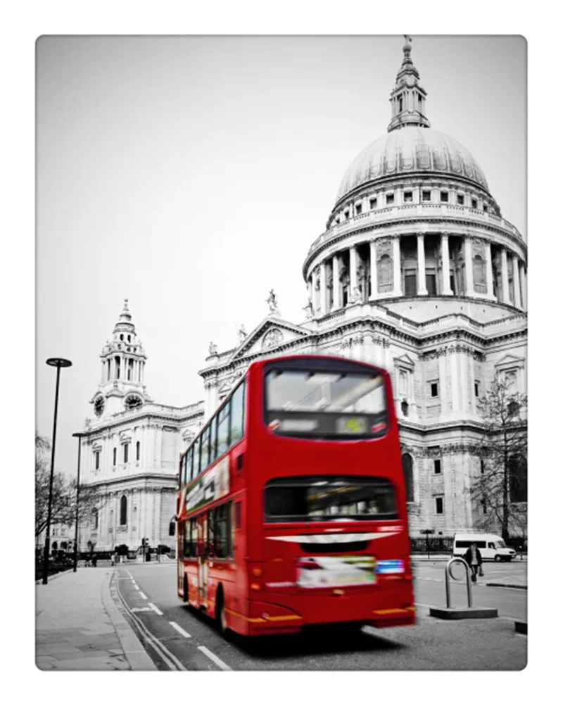 Modern London street red bus on road wall picture canvas art oil ...