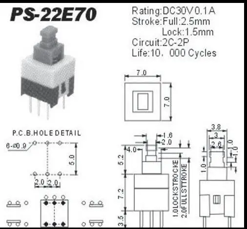 7x7 Push Button Switch DIP PIN Push Button Self-Locking, 41% OFF