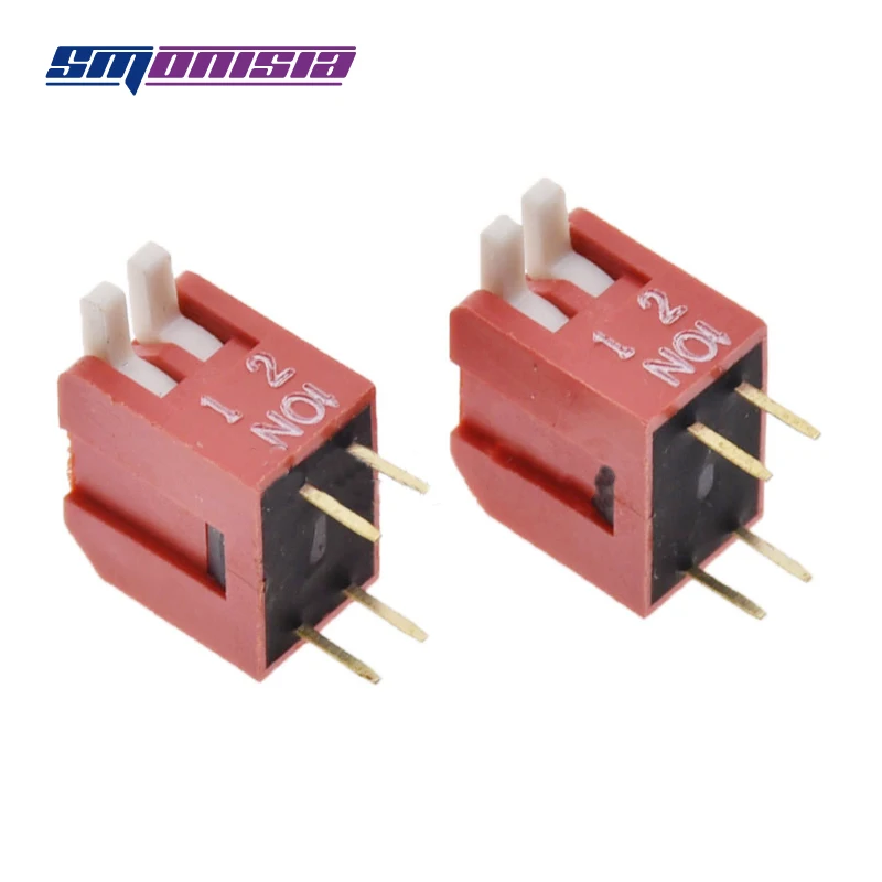 100pcs 2P Side Dial / Keypad Address Switch 2.54 Pitch Slide Dip Switch ...