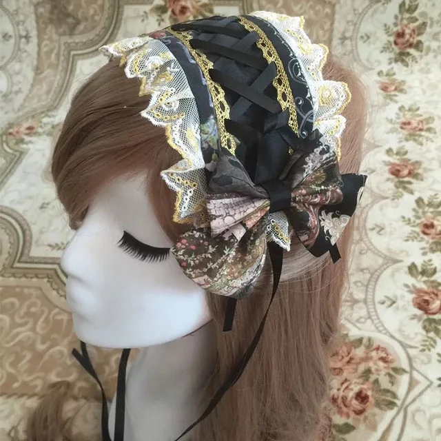 Ladies-Victorian-Maid-Costume-Accessory-Headband-Silk-Lolita-Blue-Black ...