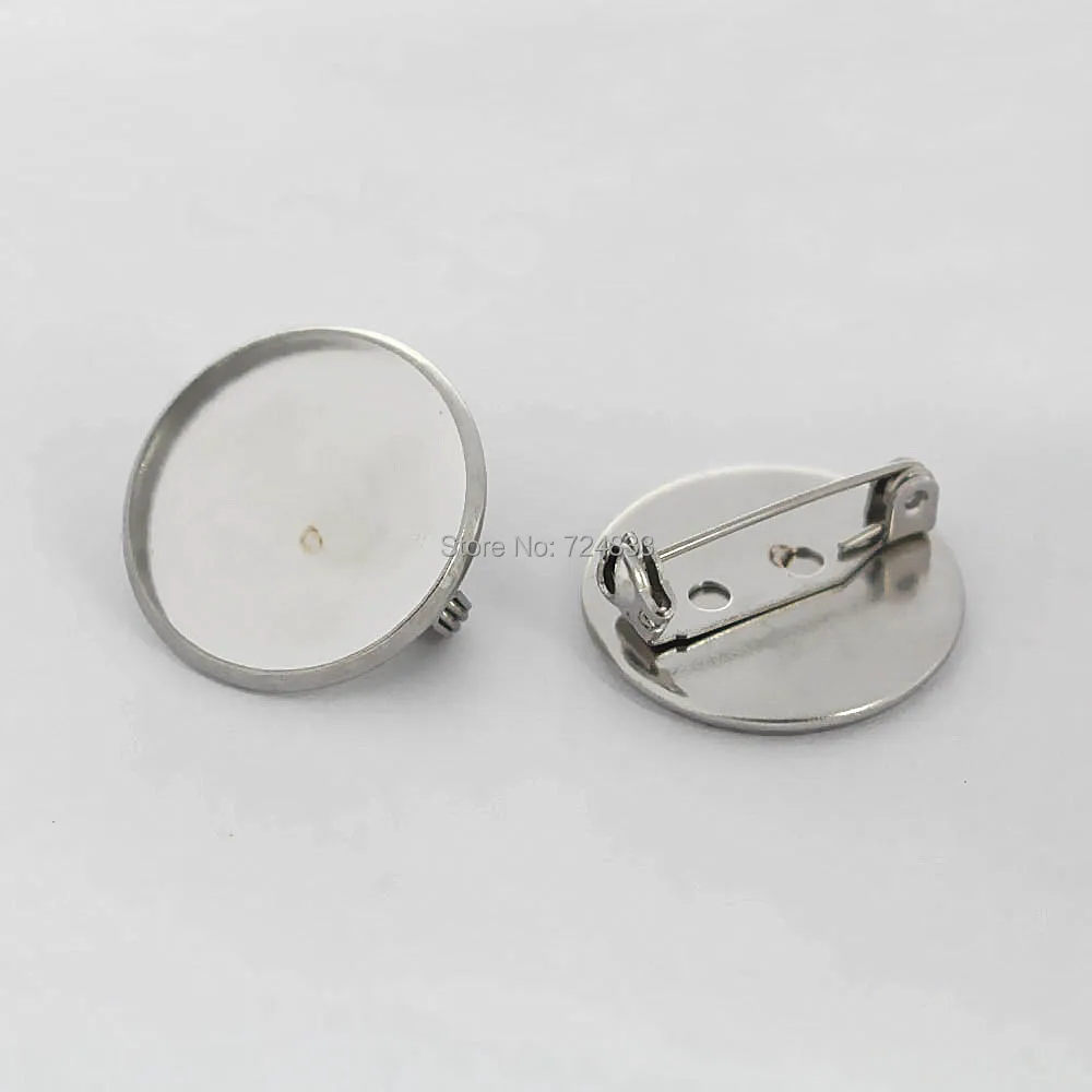 Stainless Steel Brooches Bases fit 18 20 25mm Round Bezel Back pins ...