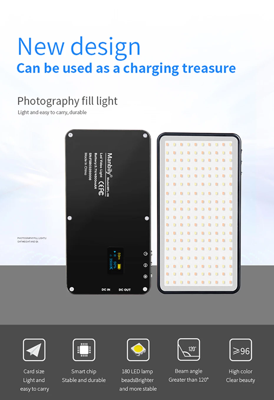 Manbily MFL-03 3500-5700K мини светодиодный светильник для видеокамеры ...