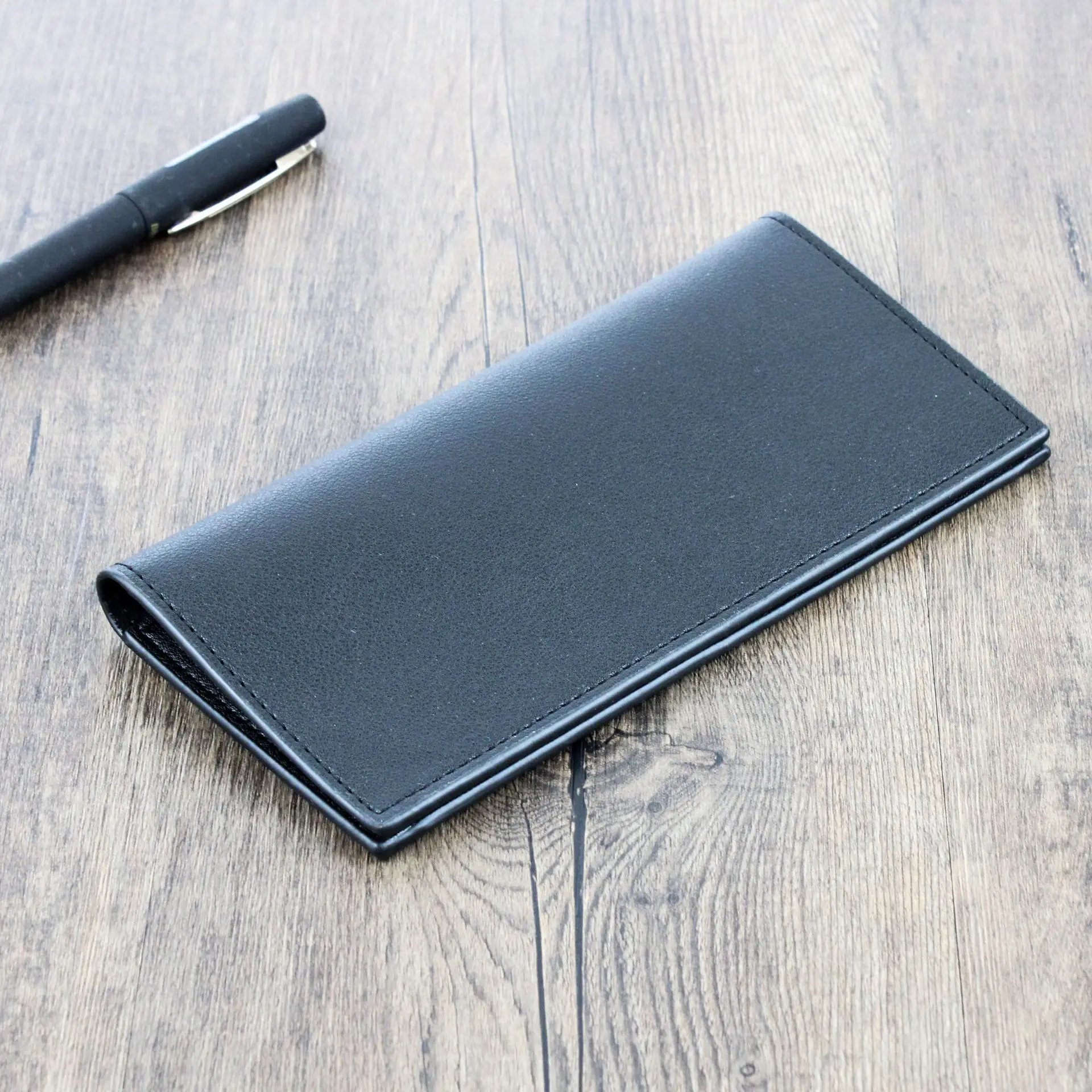 Black Leather Vertical Mens Wallet | semashow.com