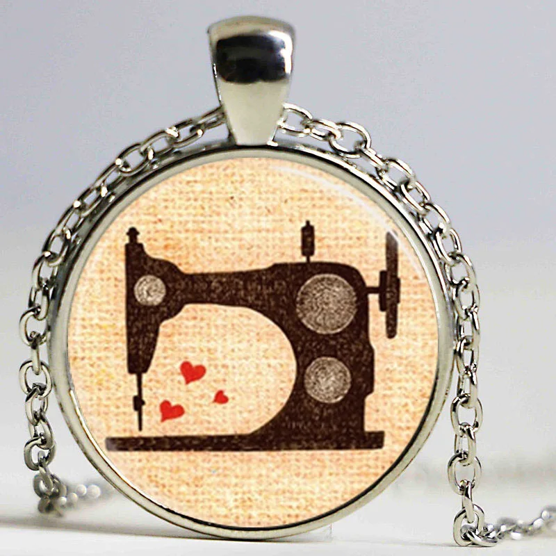 Free shipping Vintage Sewing Machine Jewelry Seamstress Art Pendant ...