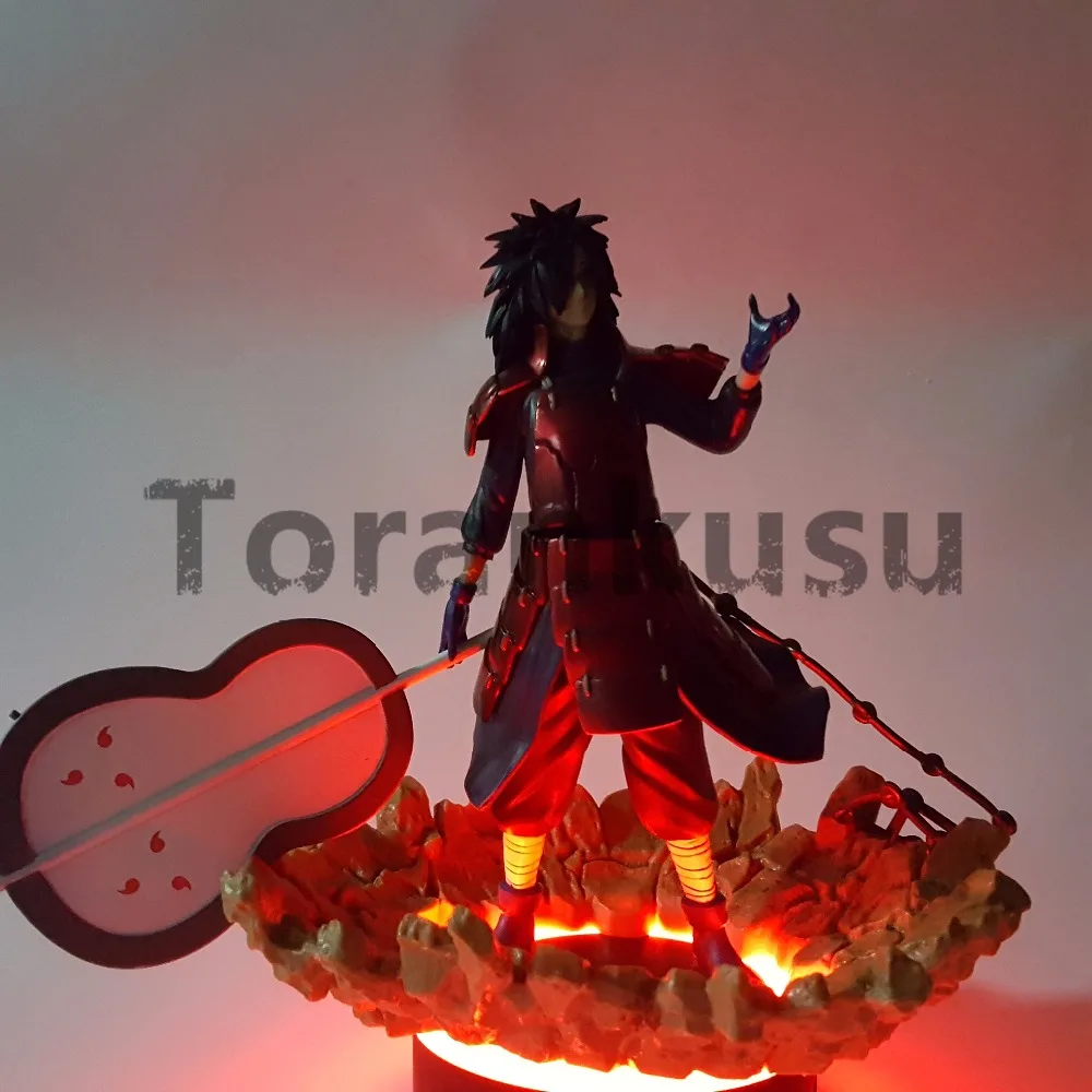 Naruto Action Figure Madara Led Light Rock Base PVC Model Toys Anime ...