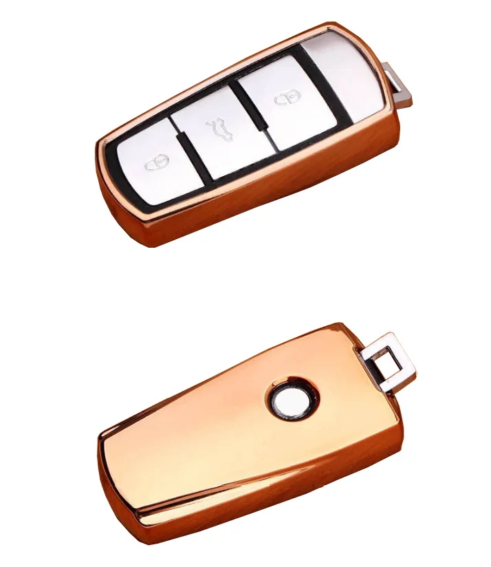 For VW VOLKSWAGEN Passat CC Gold Silica Gel Smart Key Case Cover Remote ...