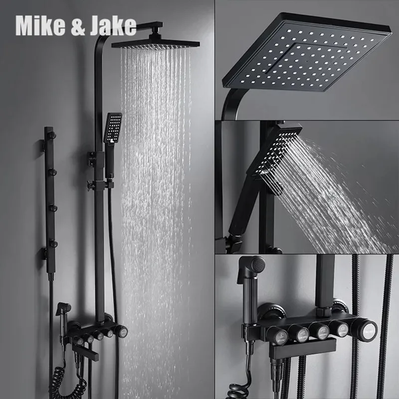 Bathroom-Luxury-black-shower-set-with-bidet-bathtub-with-shelf-gold ...