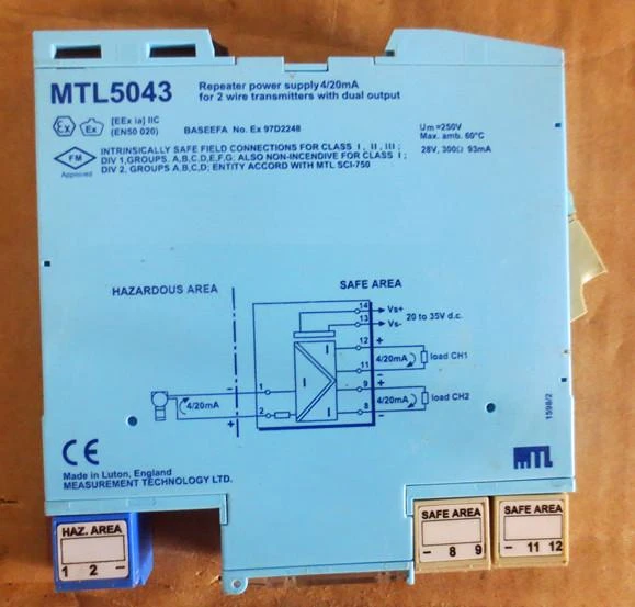 MTL5043 repeater power supply 4/20mA,for 2 wire transmitters with dual ...