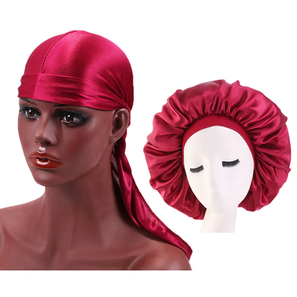 Match Sales Durag And Bonnet 2pcs Set Men Long Headwrap And Women 42cm ...