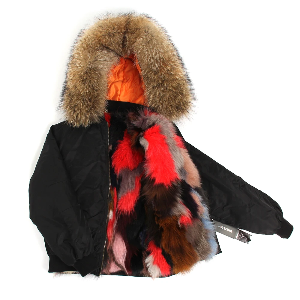 Jazzevar Новая зимняя желетка женская модная уличная роскошная настоящая опушка из лисьего меха