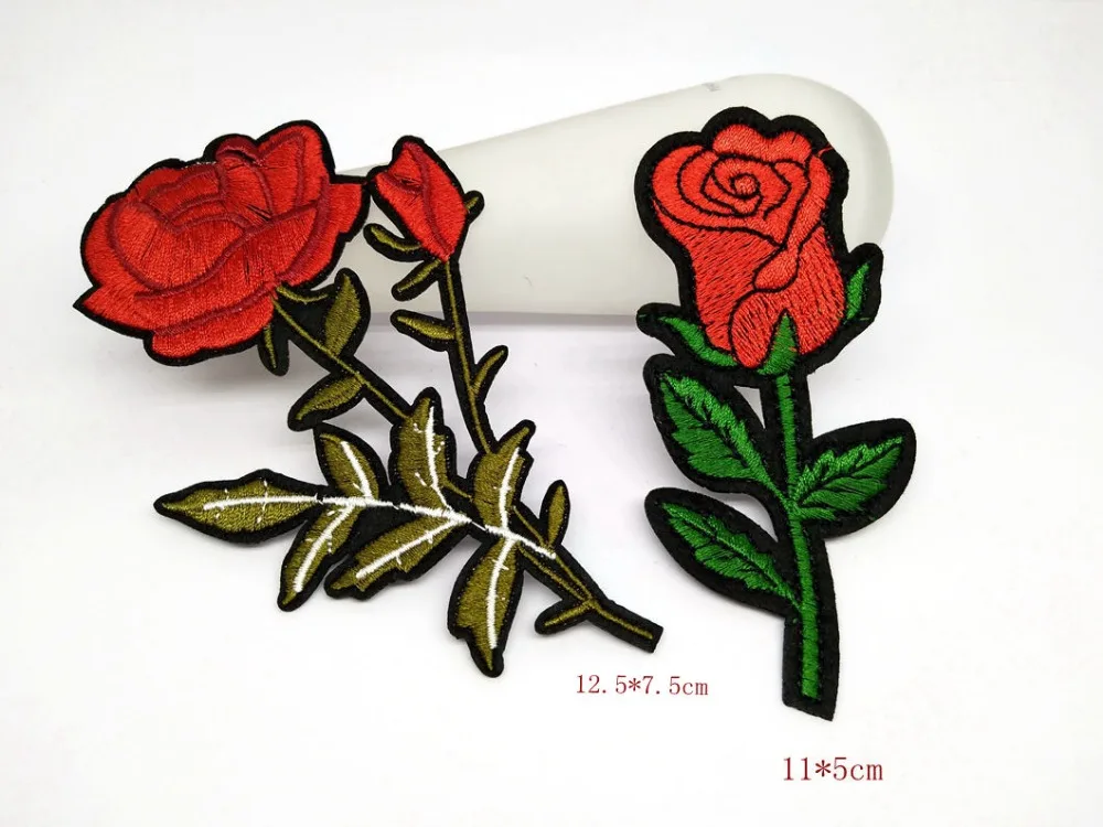 MIX2PCS ROSE flower Embroidered Iron On Patches For Clothing Stick On ...