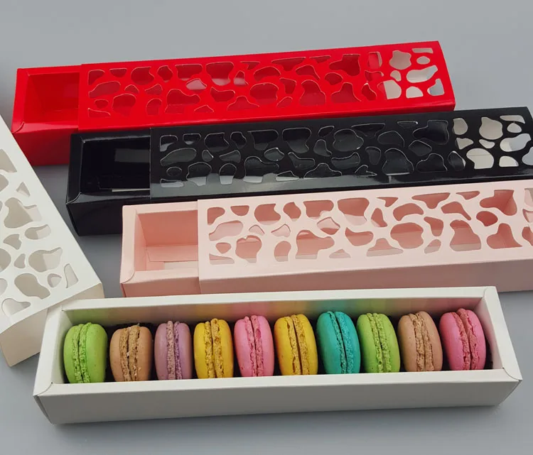 26*6*4cm Cookies Packing Paper Box Hollow Cake Macaron Paper Boxes ...