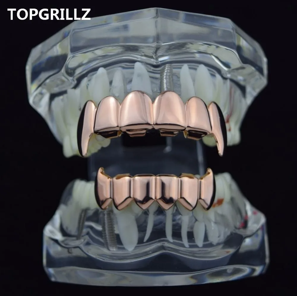TOPGRILLZ Gold Silver Plated HIP HOP Teeth Grillz Top & Bottom Grills ...