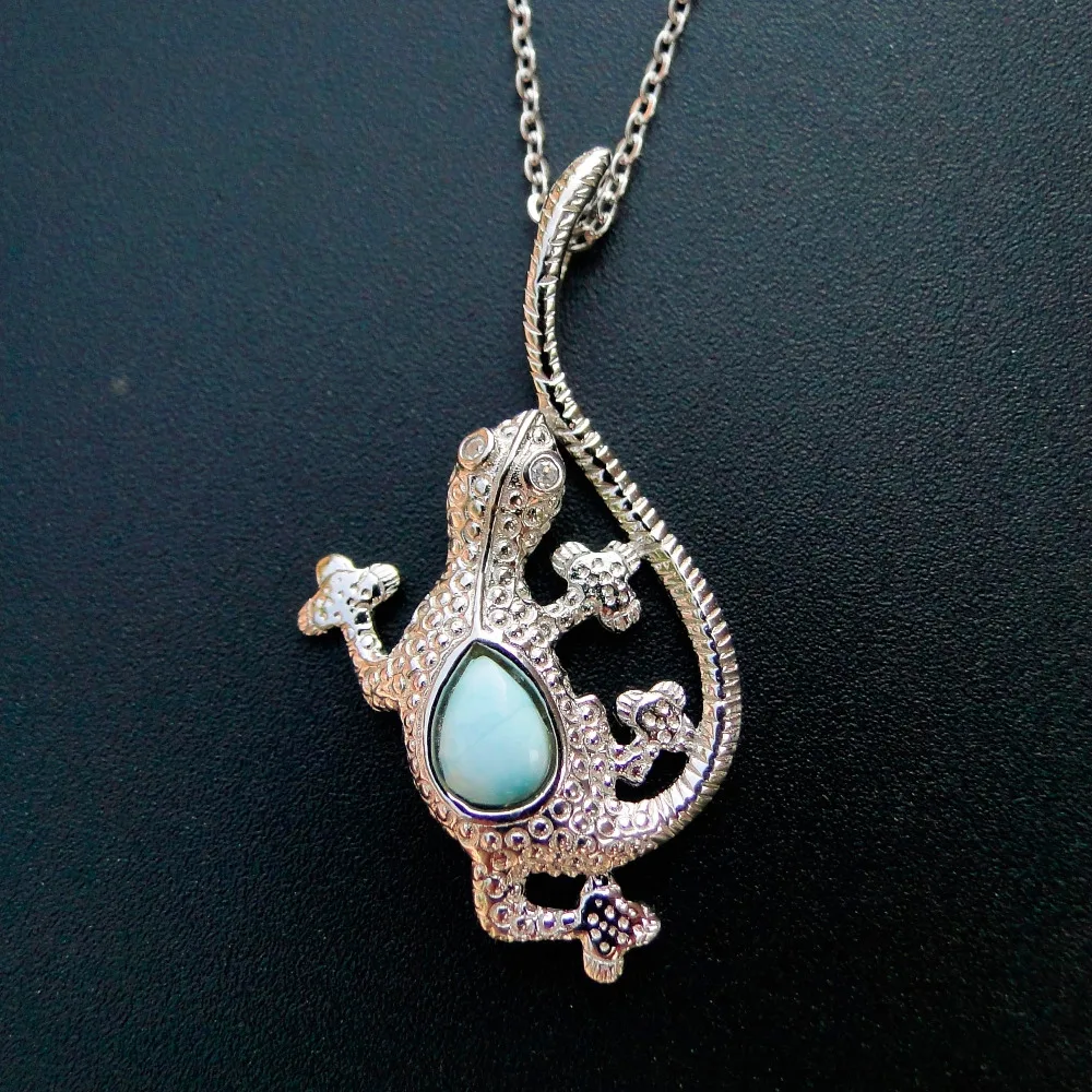 Novelty-Long-tail-gecko-pendant-Larimar-Charm-Children-Kids-Birthday ...