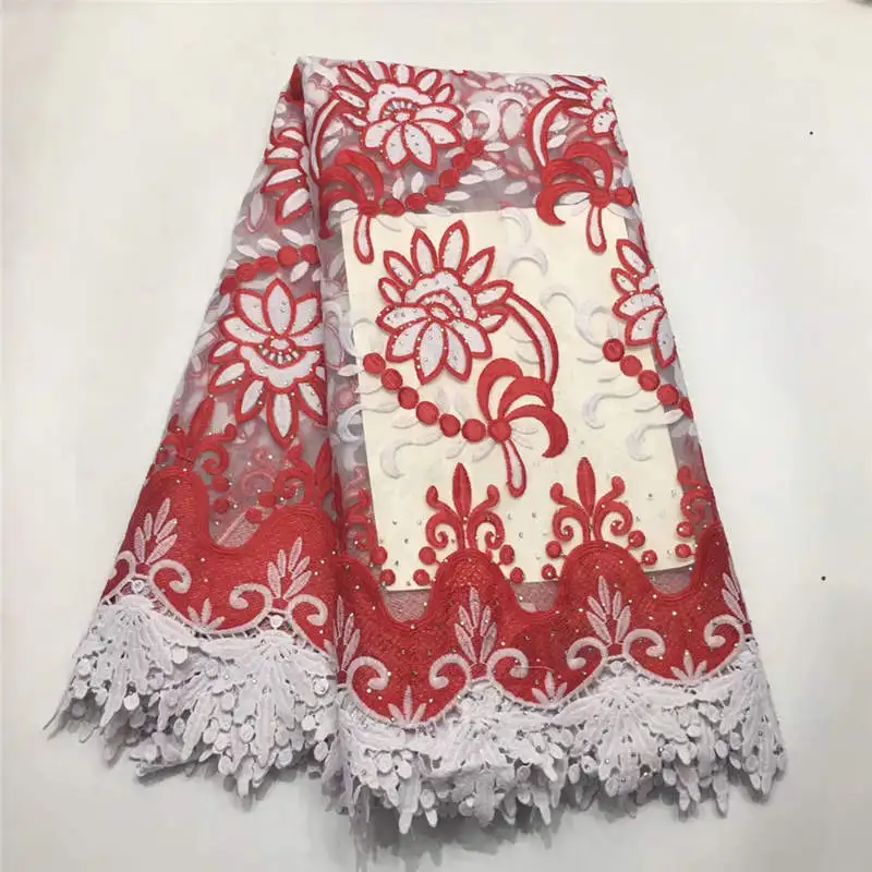 2019 Latest Red African Tulle Lace High Quality French lace fabric For ...