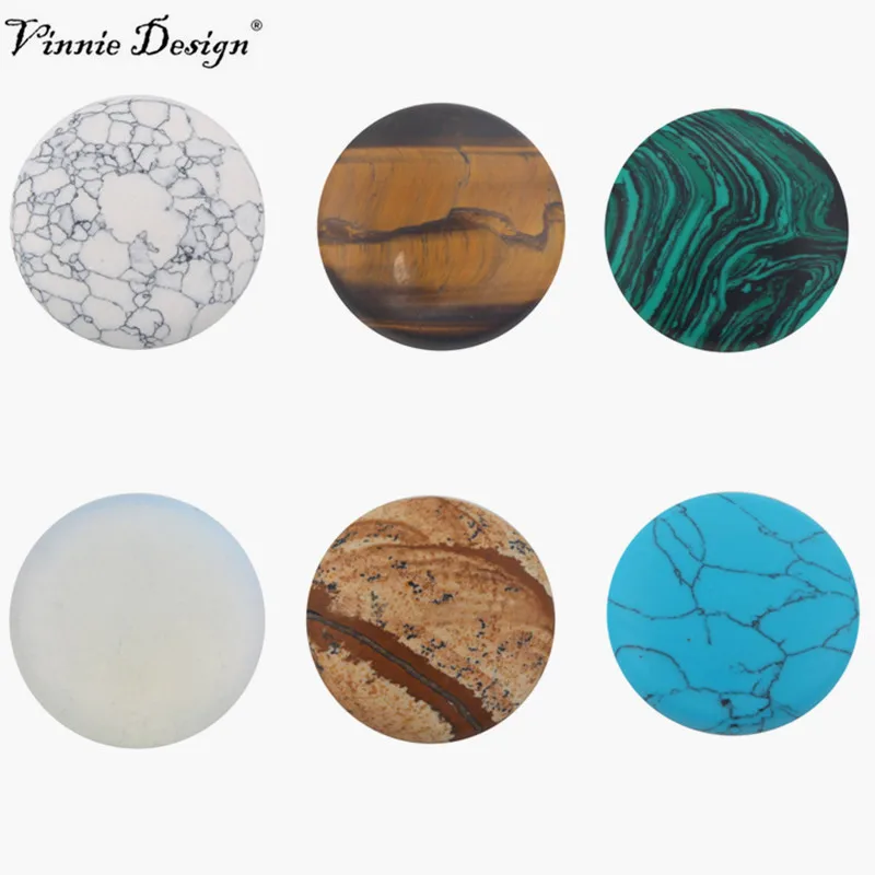 Vinnie Design Jewelry 2018 New Natural Stone Round Coin Disc Inlay fit ...