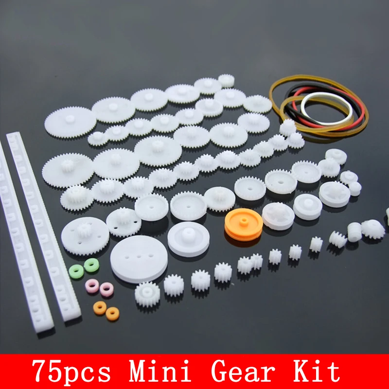 75pcs Plastic Mini Gear Kit Main Axle Gear+Single/Double Gear+Connect ...