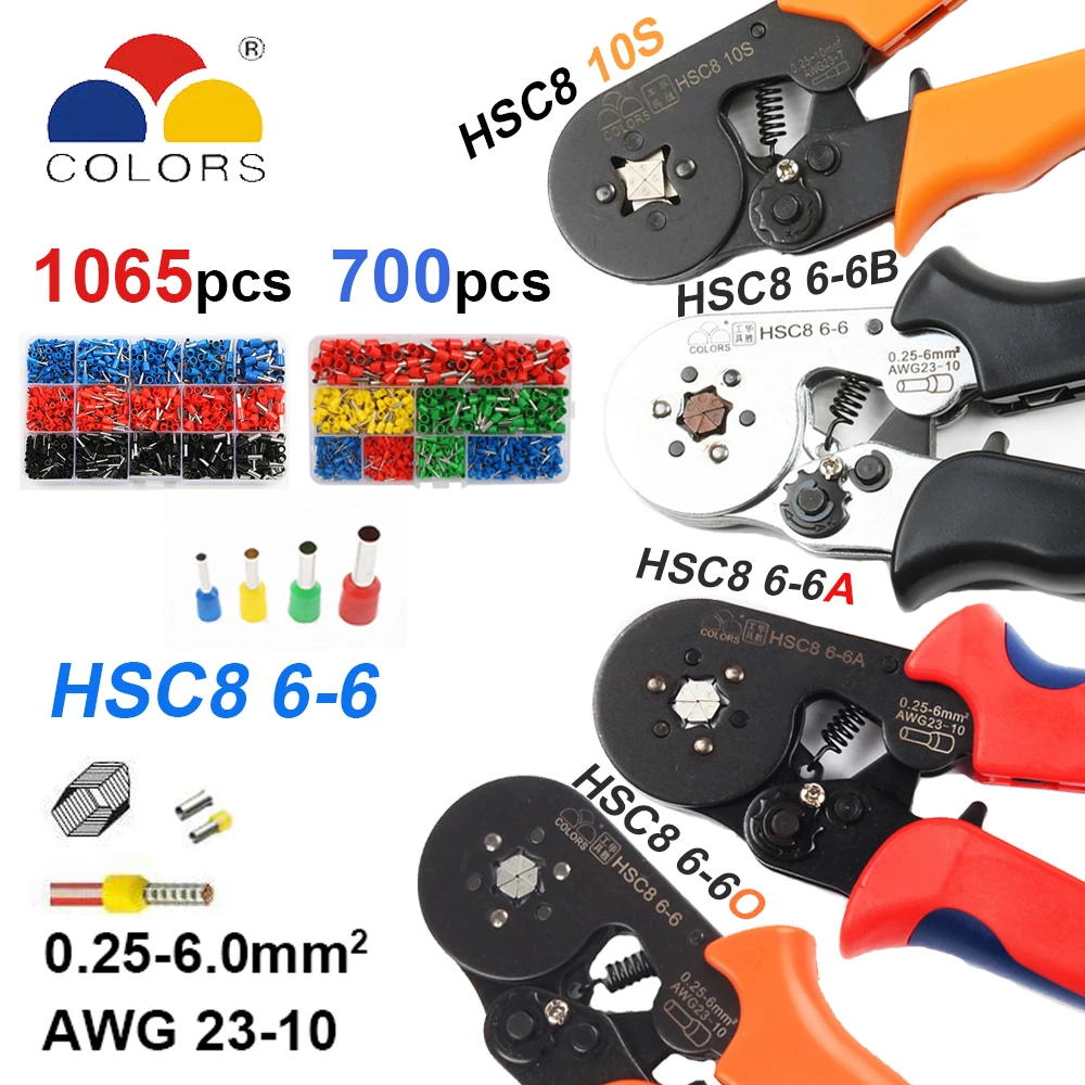 Hsc8 0.25-6mm2 23-10awg Crimping Pliers 6-6a 6-6 Mini Round - AliExpress