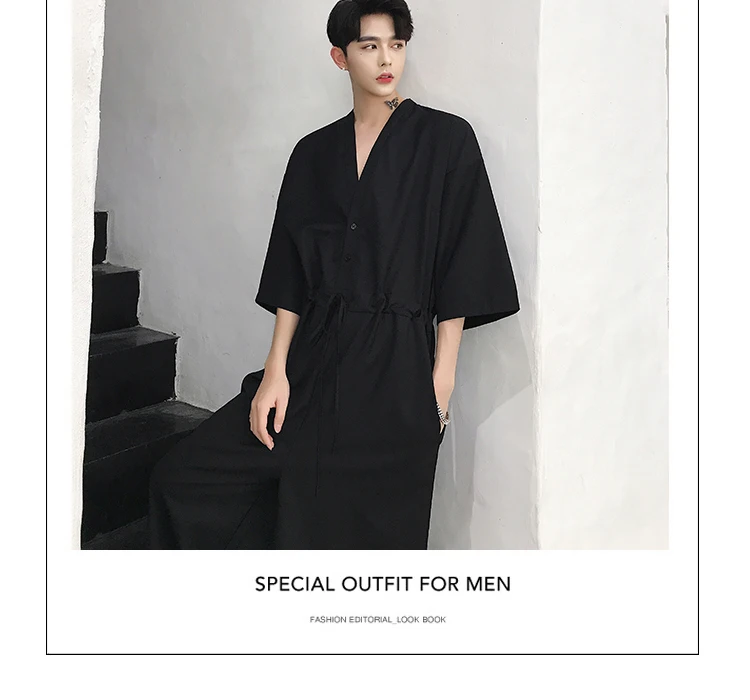 Мужские японские уличные штаны-шаровары, комбинезон, хип-хоп брюки ...