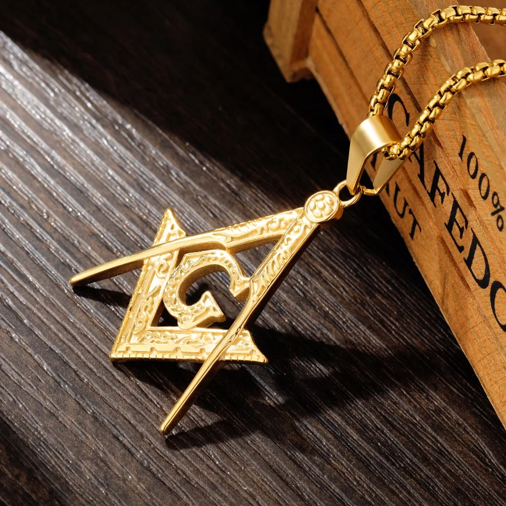 Stainless Steel Masonic Symbol Blazing Star God Charm Necklace Mason G ...