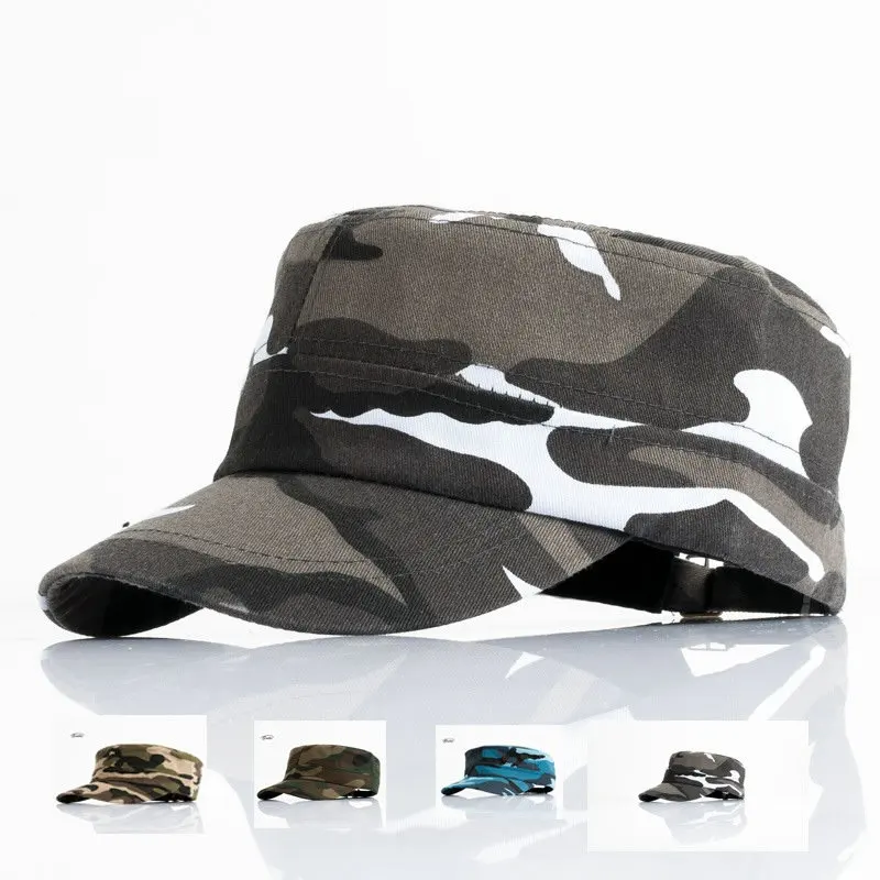 Men Tractical Flat Cap Unisex Army Camouflage Printed Hats Adjustable ...