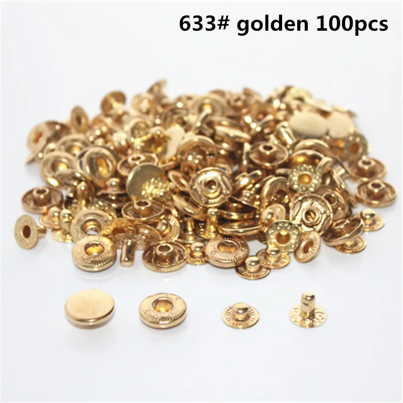 100 sets of 633 golden color all copper snap button black nickel 1.2 cm ...