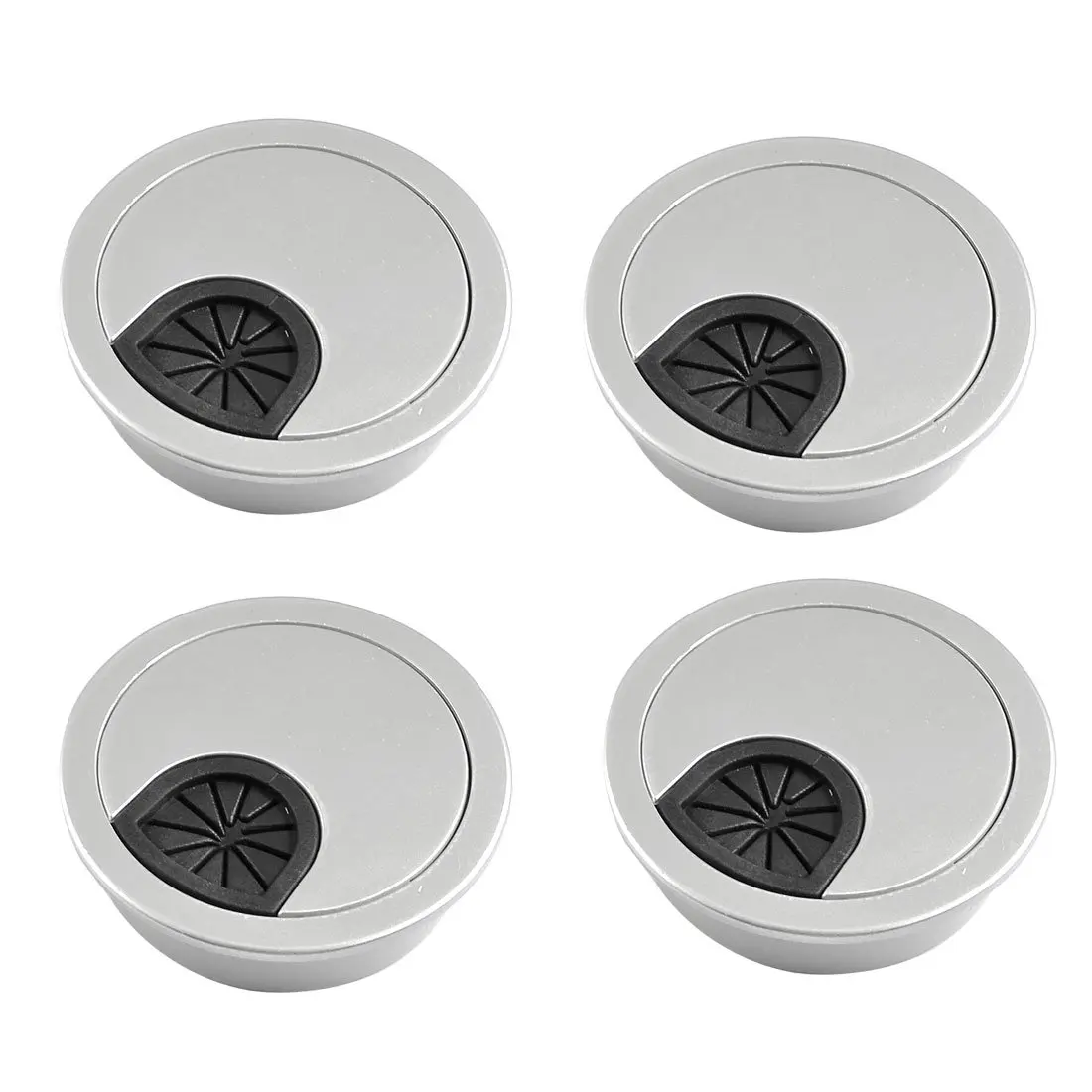 Bsbl 4 Pcs Round Shape Silver Tone Plastic Desk Grommet Table Hole ...