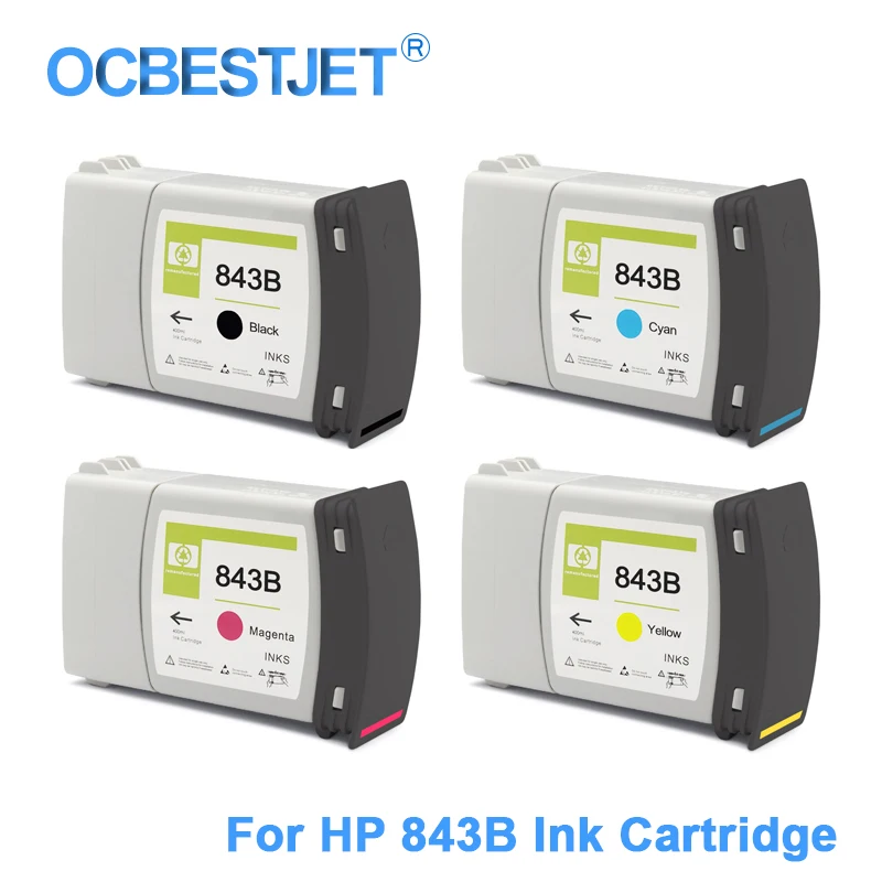 4 Pieces/Set For HP 843 843B Replacement Ink Cartridge C1Q61A ...