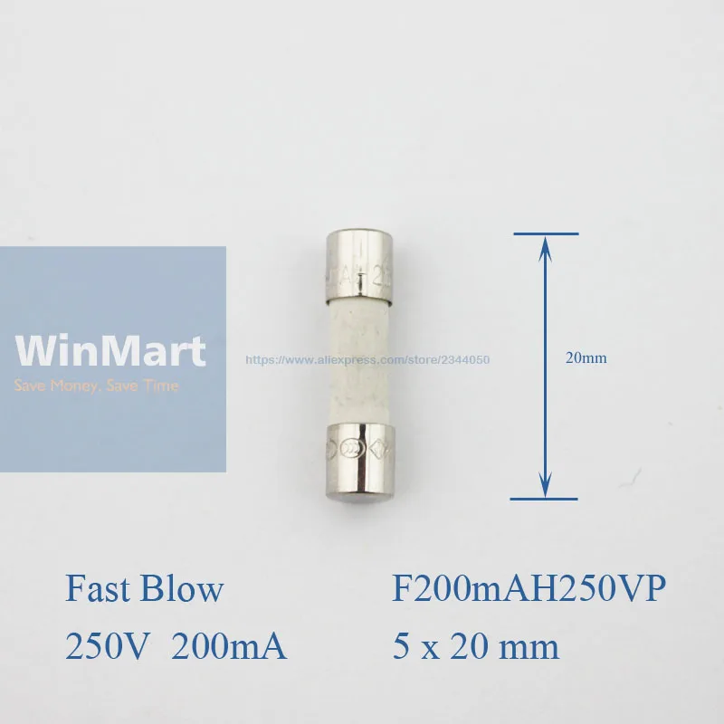 10 Darab 250 V 200 Ma Gyors Fújás 5X20 Mm -Es Kerámia Cső Biztosítékok ...