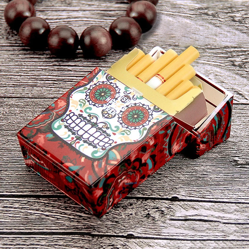 20 sticks Cigarettes Holder Cigar Cigarette Box Smoking Printed Skull ...