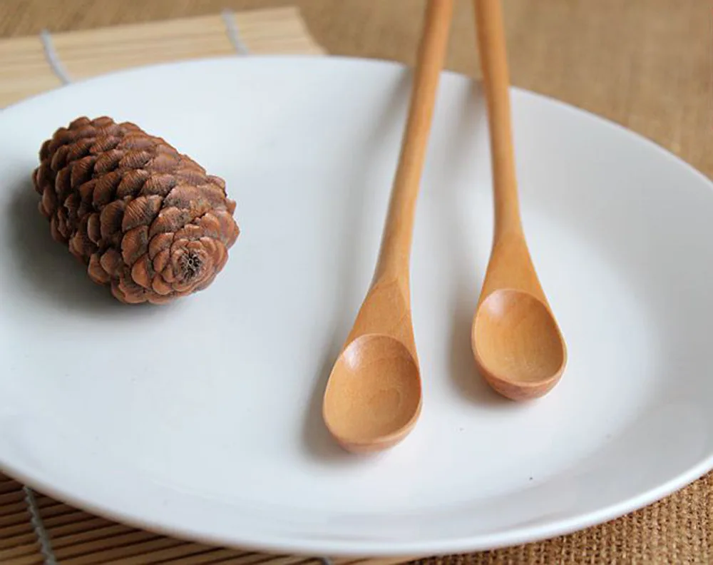 2 Pcs/lot Elegant Wooden Spoon New Milk Coffee Tea Favor Decorative ...