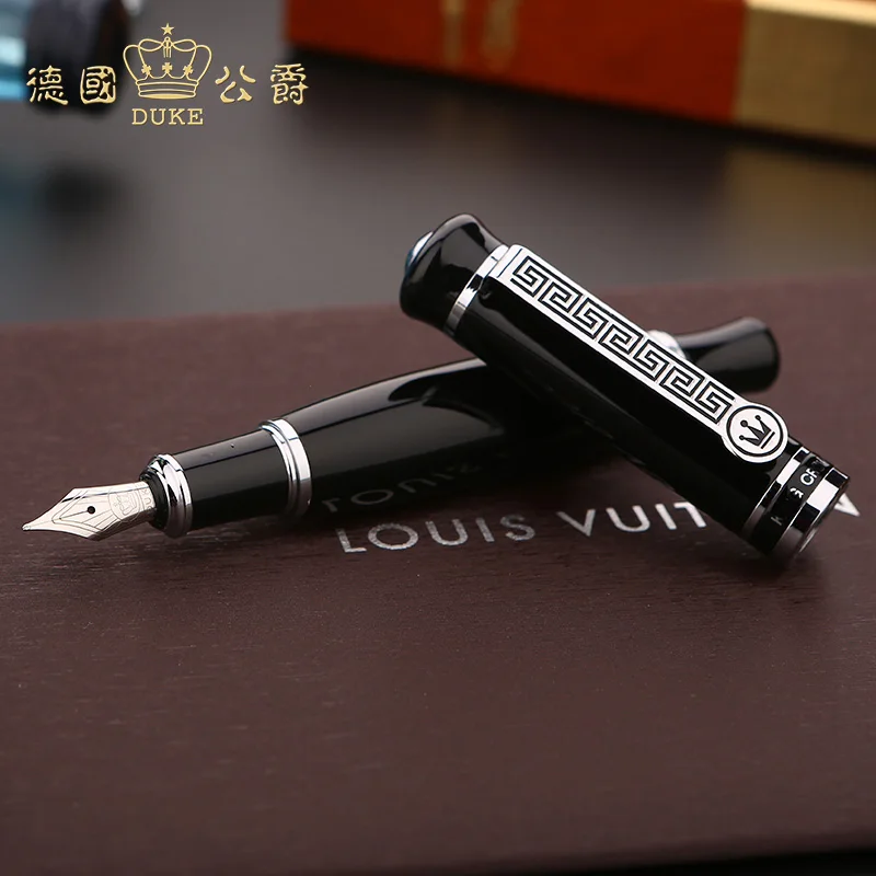 Duke 558 duke of pure black clip iridic gold fountain pen heavy duty ...