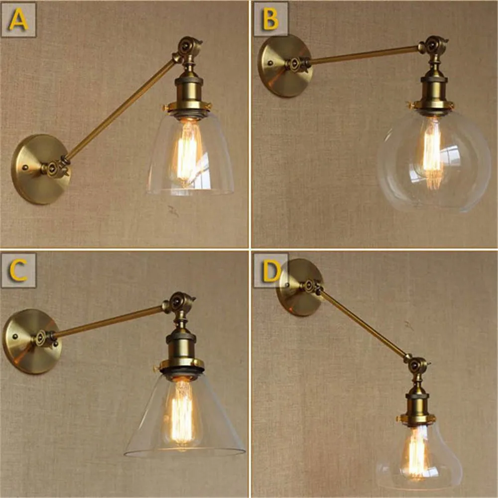 Modern Vintage Brief Vintage Wall Lamp American Style Glass Bedside ...