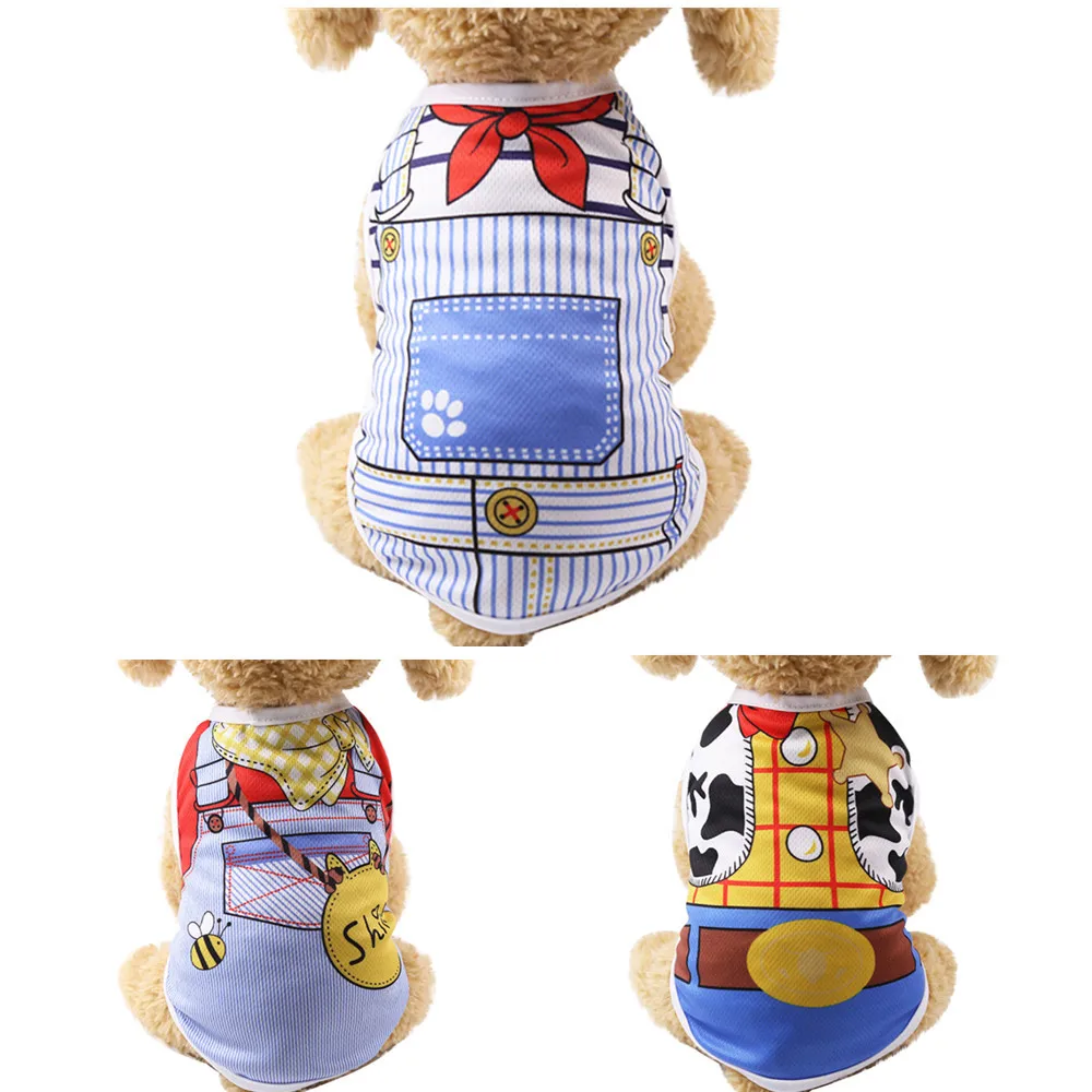 Pet Cat Dog Vest Summer Cute Cartoon T Shirt Fake Strap Puppy Apparel ...