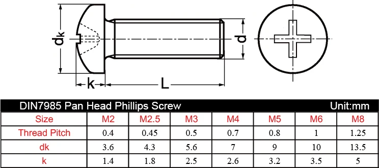 500 шт. DIN7985 M4 x 8 Пластик акрил с плоскоконической головкой phillips винт винты с выпуклой ...