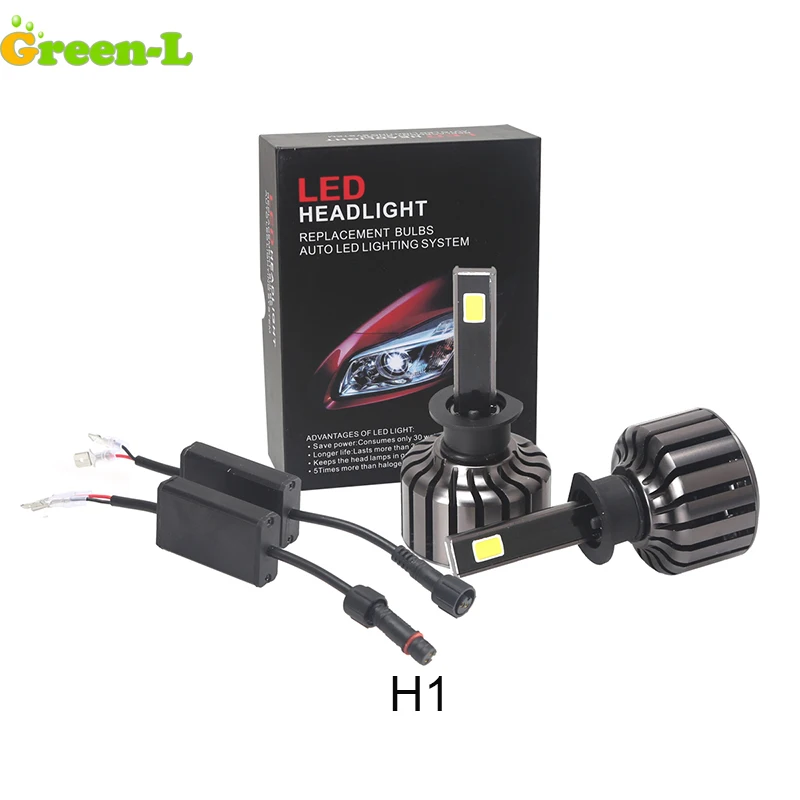 Green L 2pcs h11 lamp 12V 24V 6000K Canbus LED h7 h1 h11 h4 9012 COB Car Headlight 9800LM 90W ...
