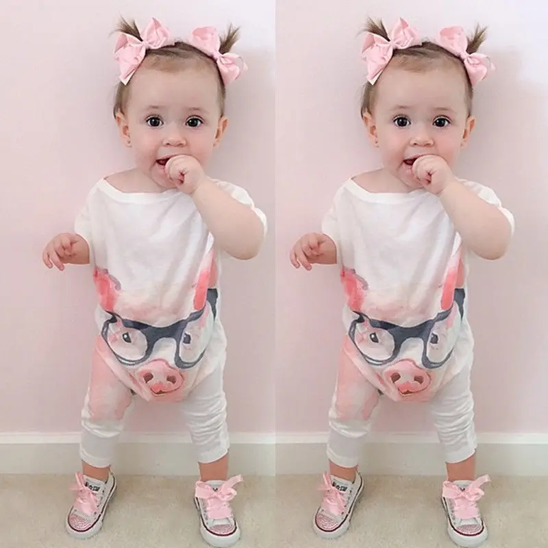 Brand new cute pig cartoon Infant Baby Girls Rompers Clothes long ...